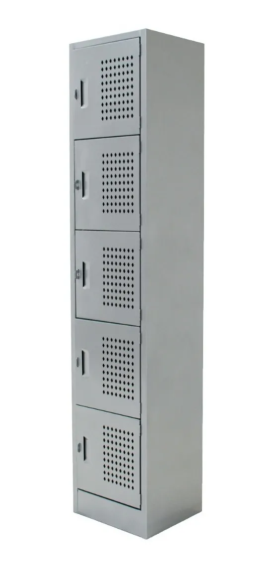 Locker de 5 puertas con rejilla, color gris. – Lintál